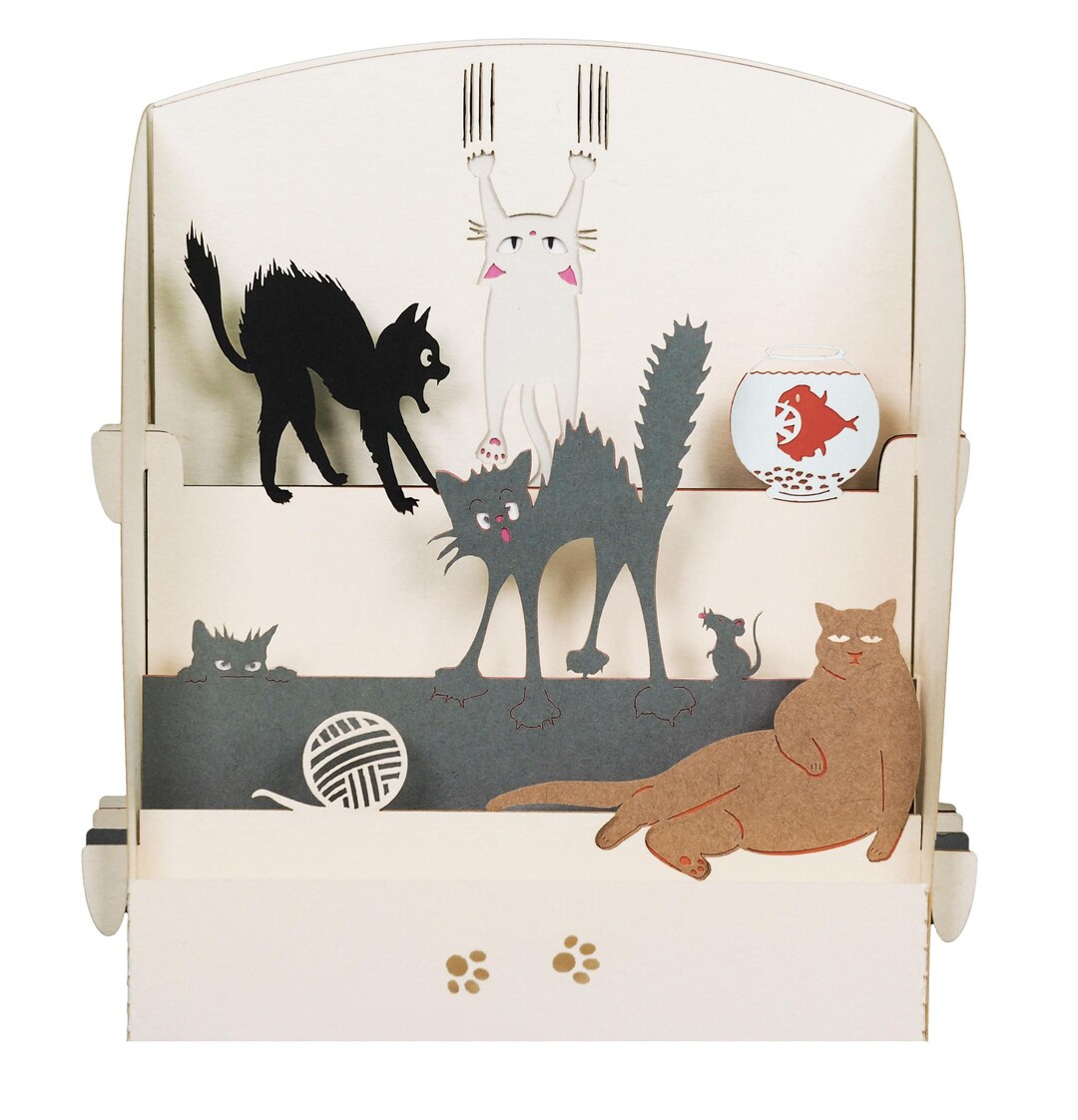 Buy Pop-up Card - Funny Cats - 3D Greeting Card - Kirigami Card ...