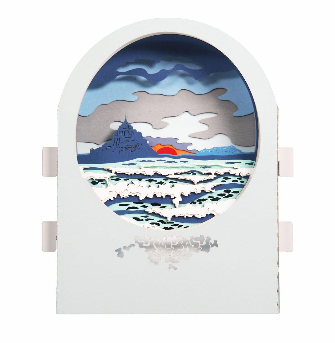 3D Pop-up Greeting Card, Diorama "sunset at Mont Saint Michel" - Etsy