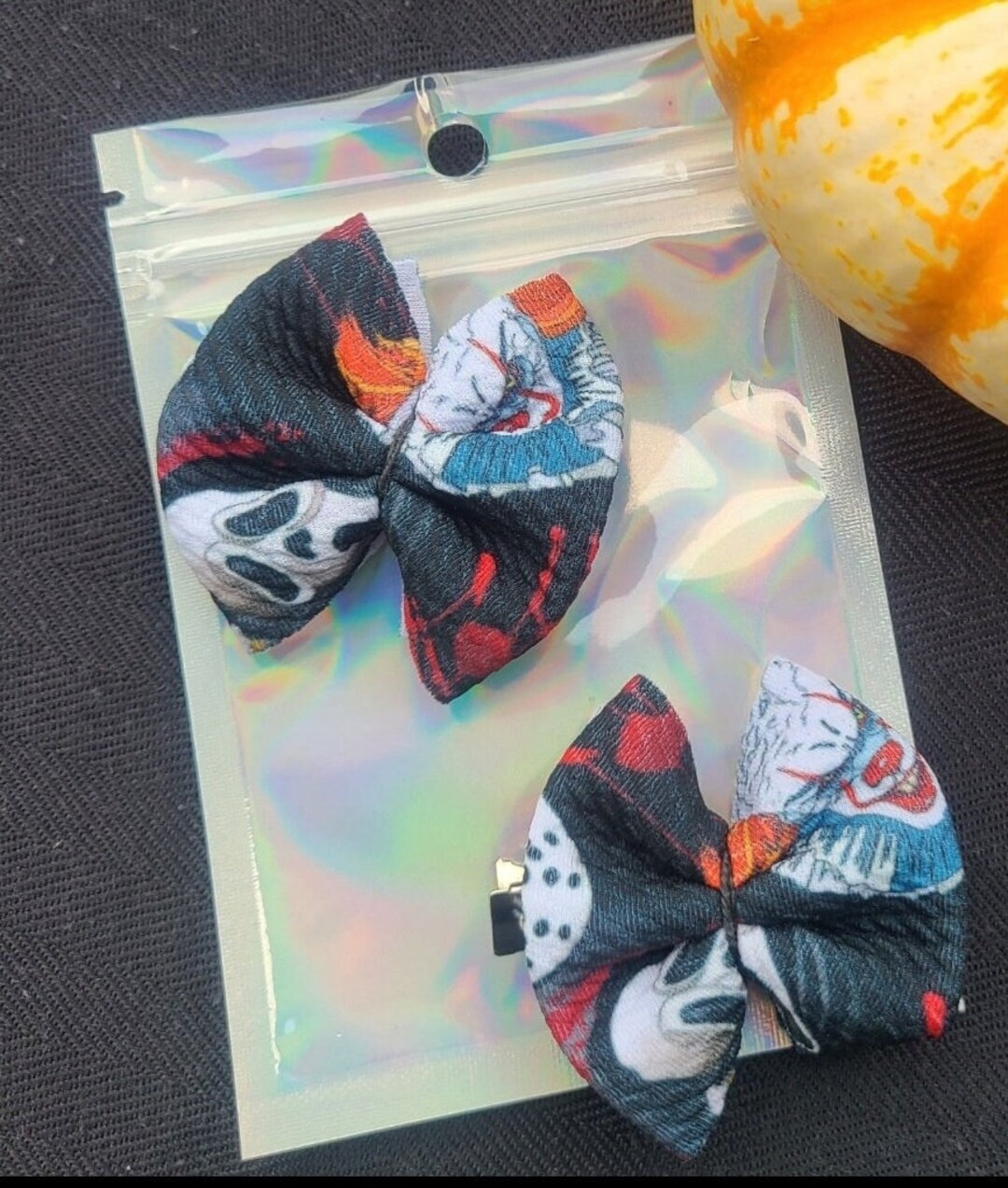 Realistic Horror Movie Characters Print 2 Pigtail Bullet Fabric Hair ...