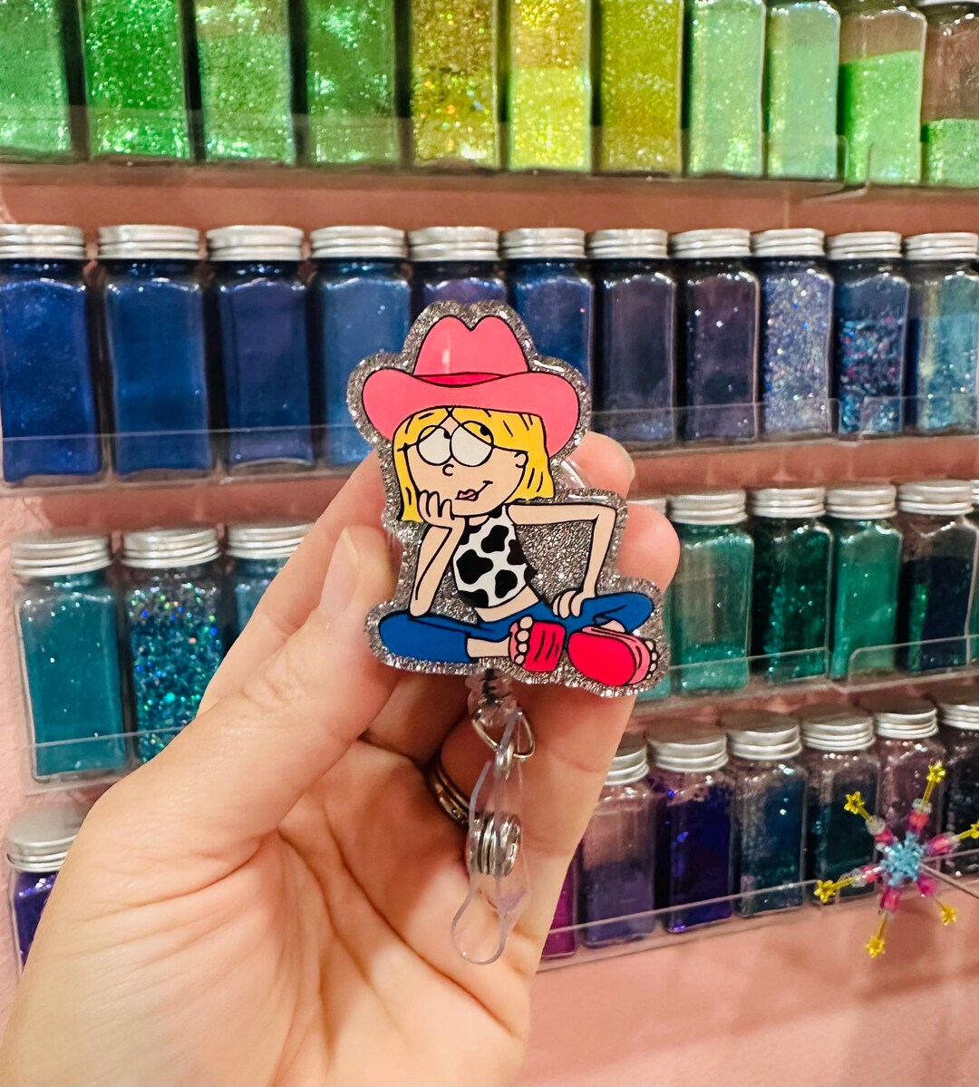 Lizzie With Cowgirl Hat Badge Reel - Etsy