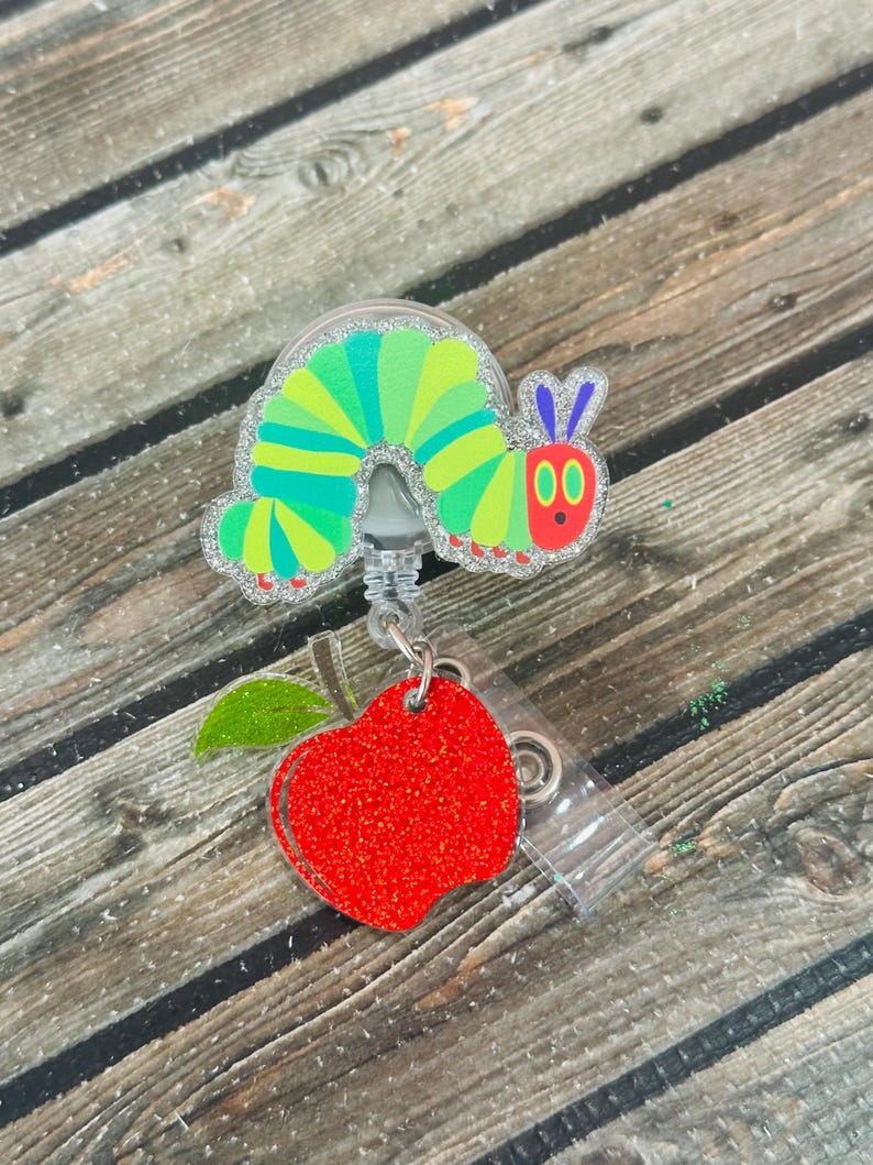 Cartoon Caterpillar Badge Reel With Charm - Etsy