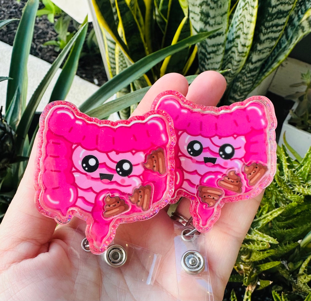 Intestines With Poop Shaker Badge Reel - Etsy