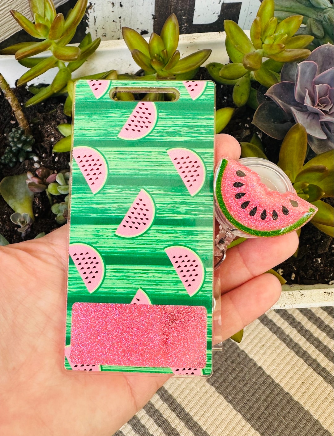 Watermelon Slice Badge Buddy & Badge Reel - Etsy