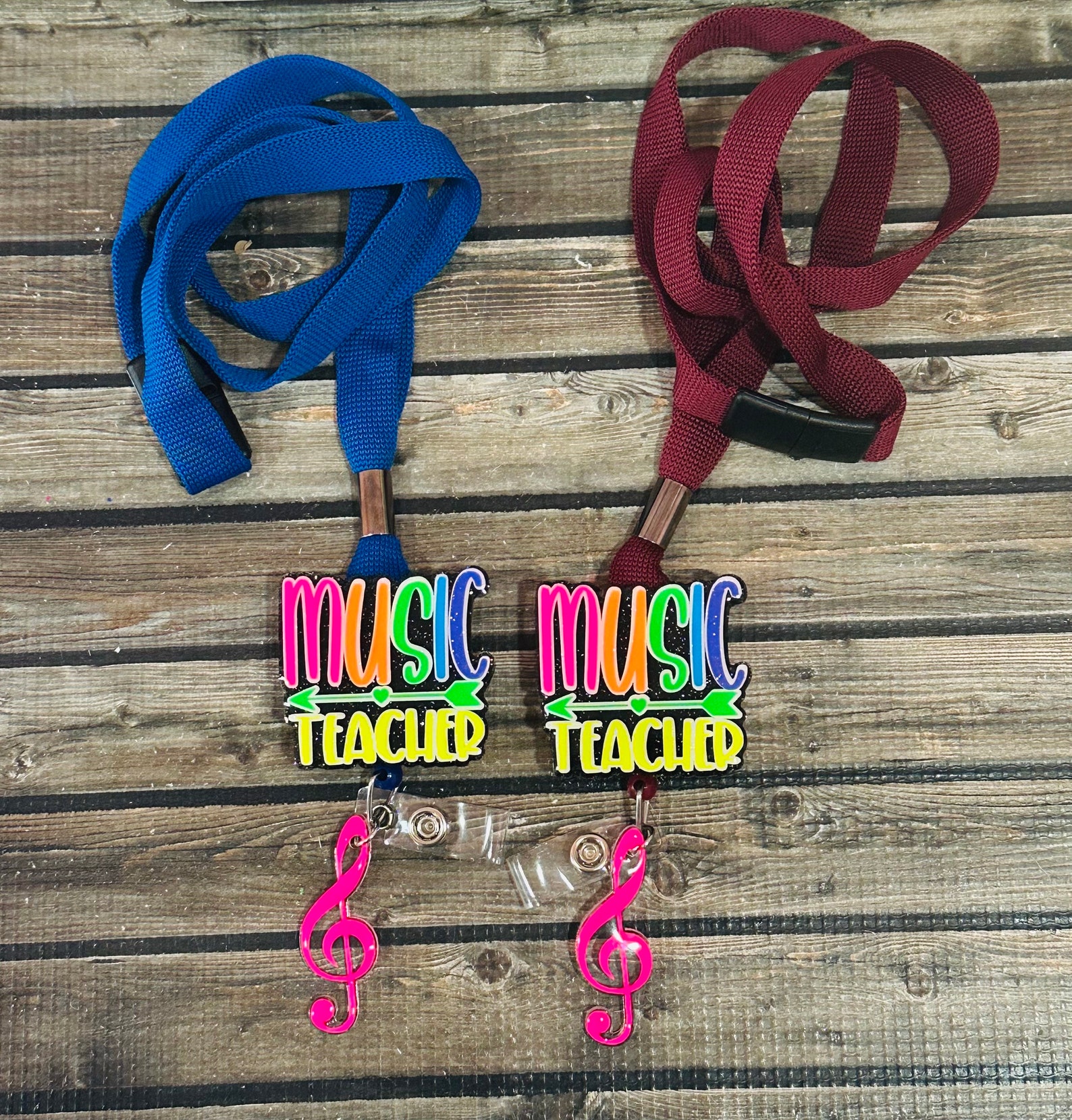 Music Teacher Lanyard/badge Reel With Music Note Charm - Etsy