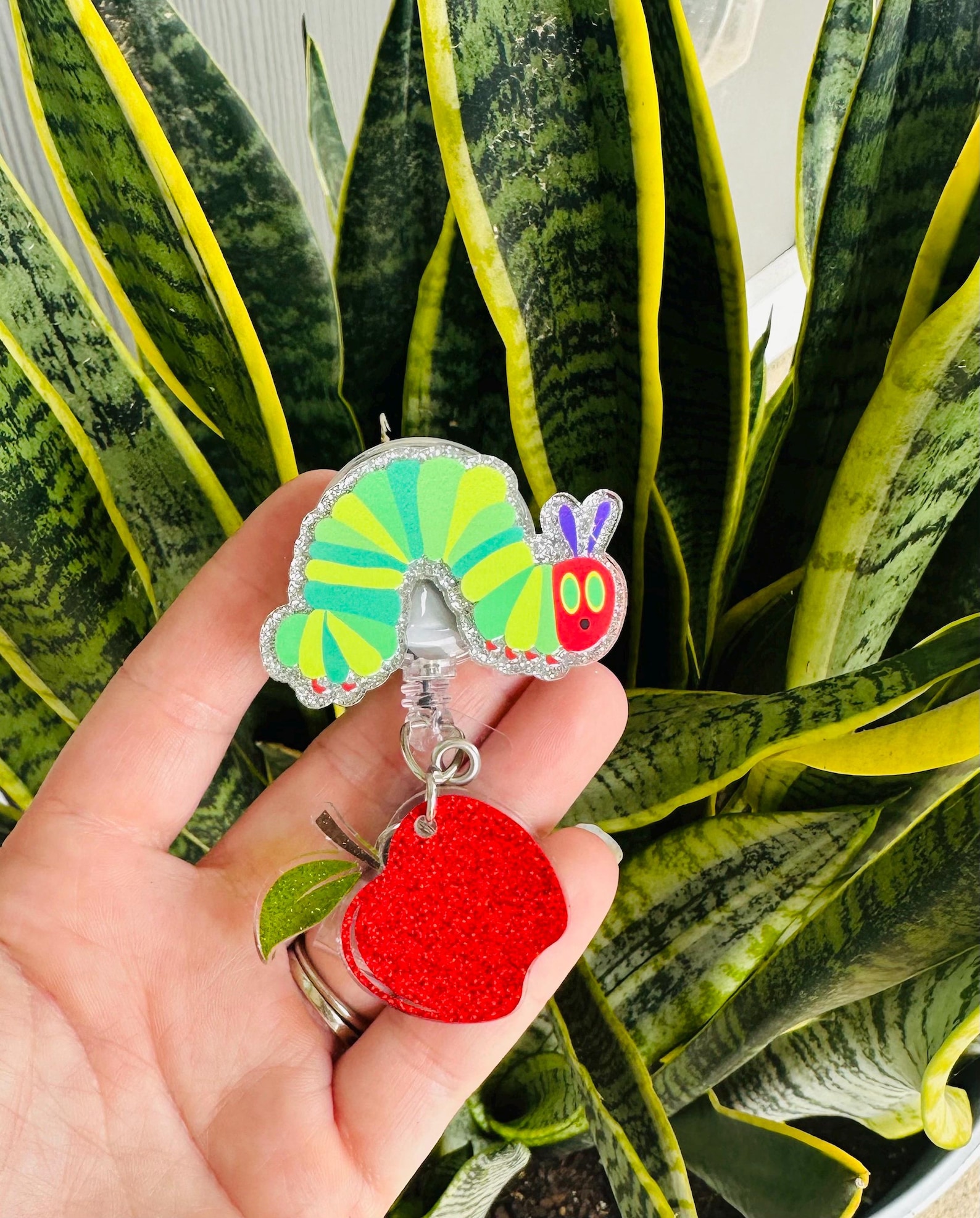 Cartoon Caterpillar Badge Reel With Charm - Etsy