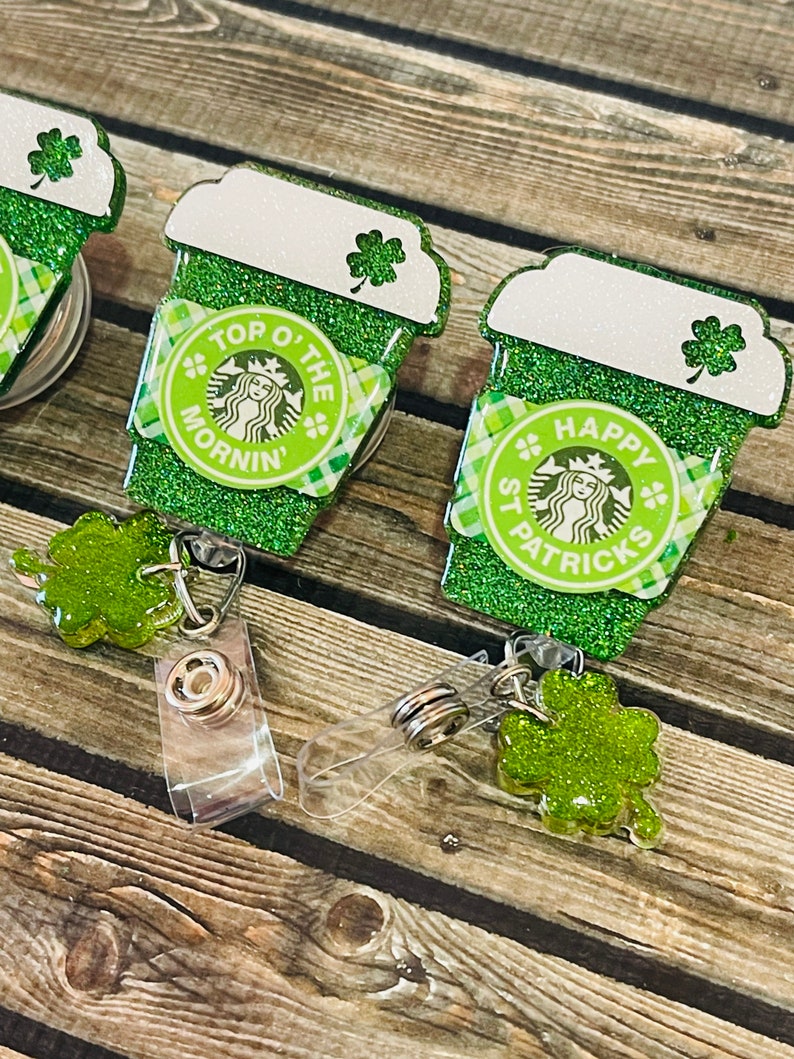 St Patricks Day to Go Coffee Cup Badge Reel - Etsy