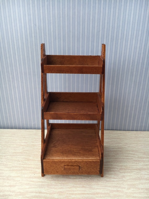 Dollhouse miniature wooden display shelf storage Miniatures Dolls ...