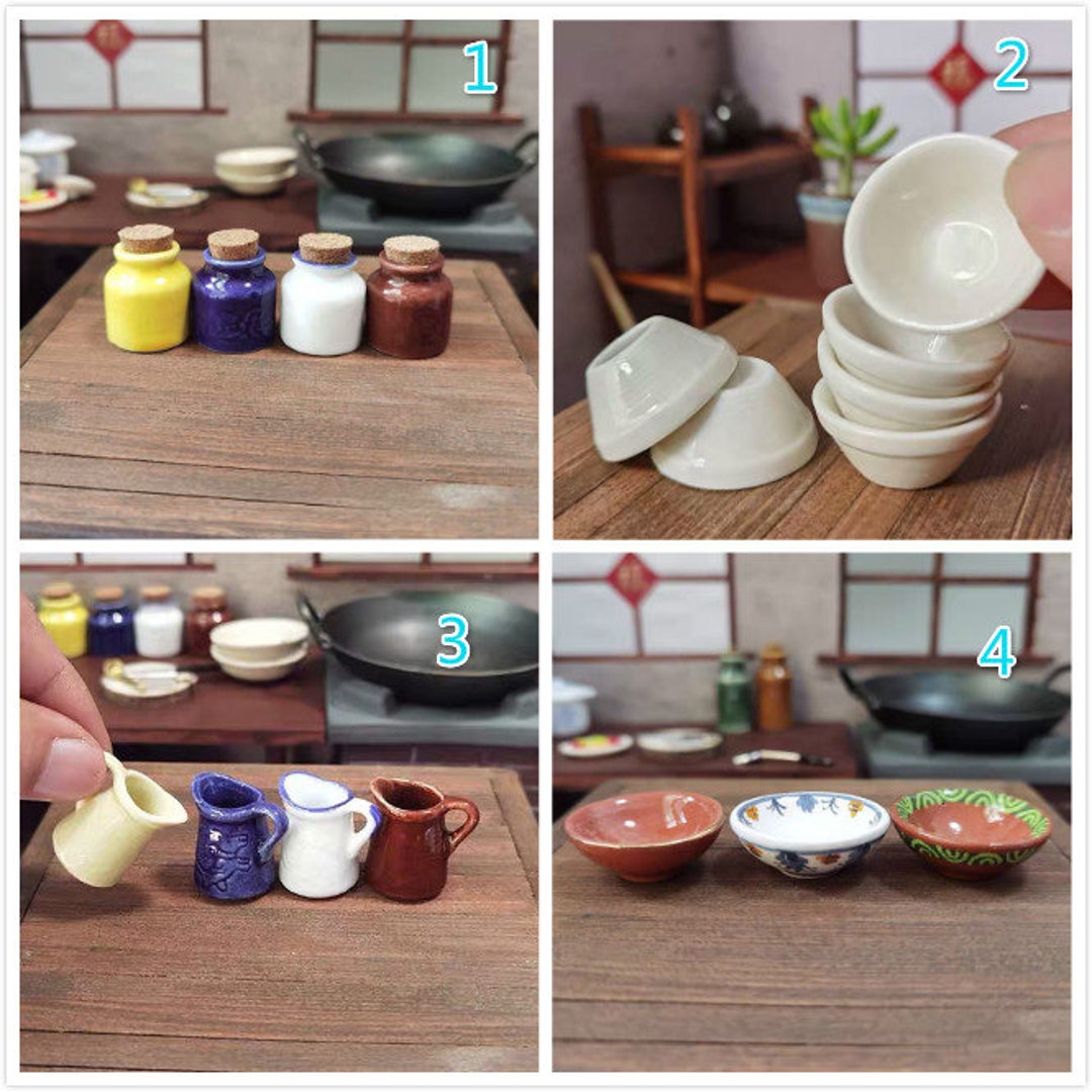 Real Mini Food Cooking Ceramic Spice Bottle Water Jar Bowl - Etsy