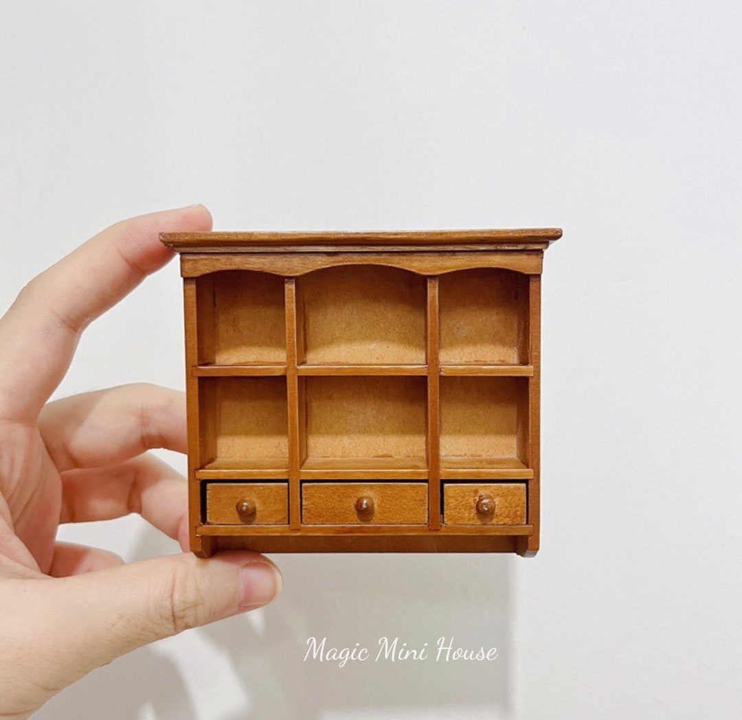 1:12 Scale Miniature Wall Shelf With Drawers-dollhouse Kitchen ...