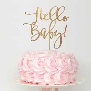 Baby Shower Cake Topper Gold, Gold Baby Shower Cake Top, Gender Reveal ...