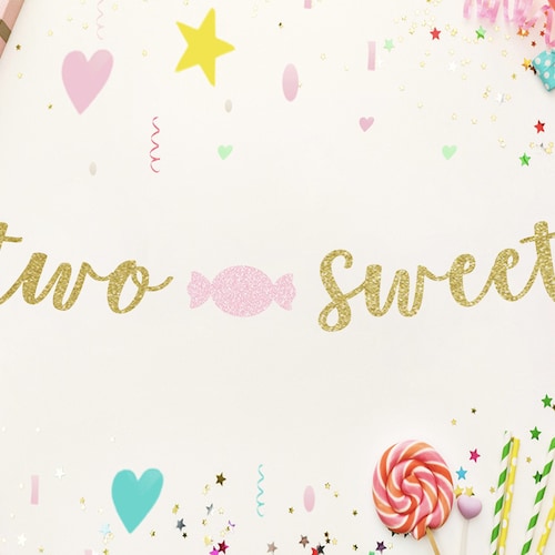 Two Sweet Banner Two Sweet Birthday Theme Second Birthday - Etsy