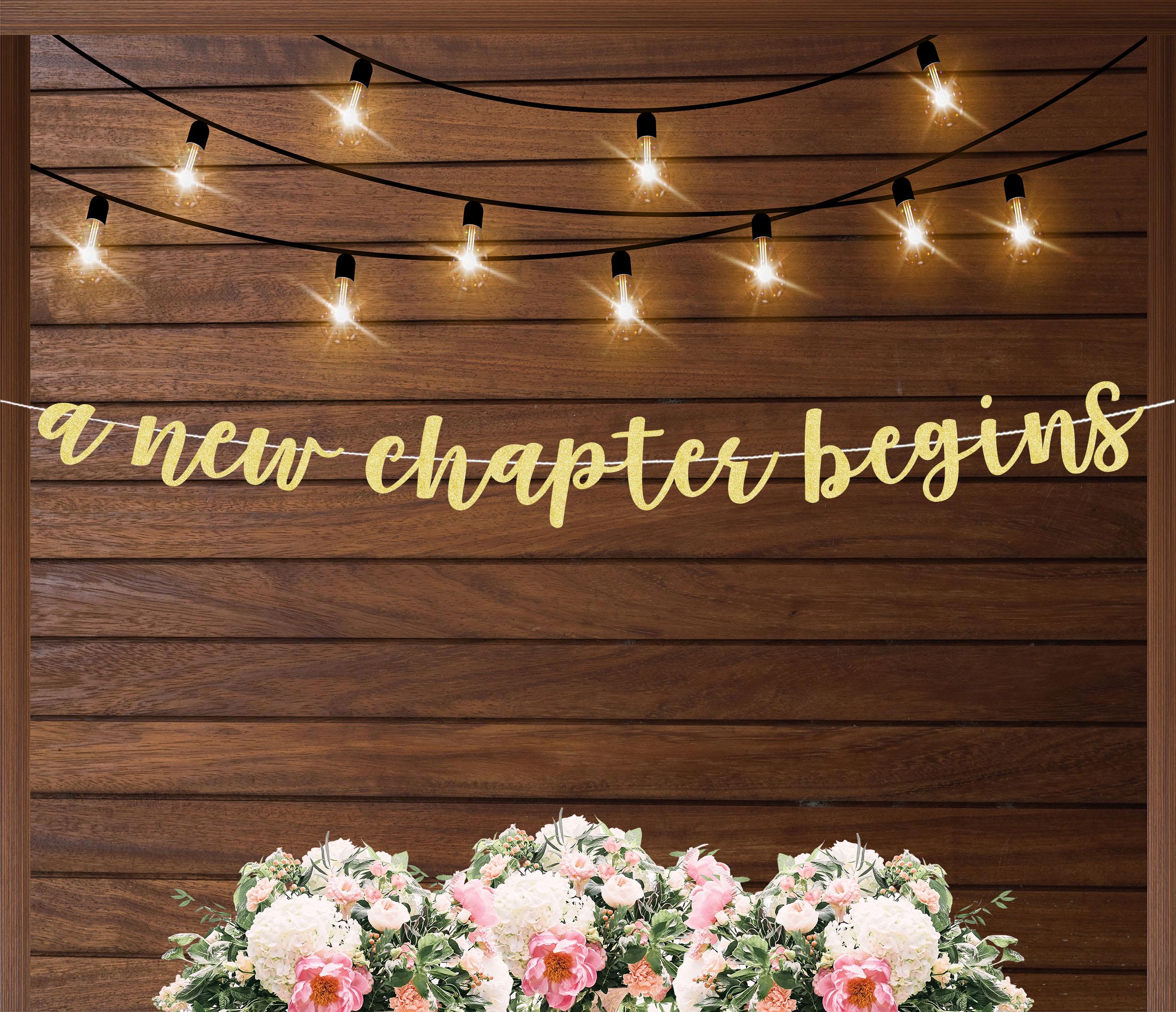 A New Chapter Begins Banner, Books Themed Baby Shower, Bridal Shower ...
