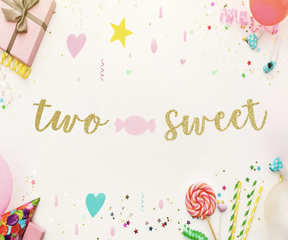 Two sweet banner two sweet birthday theme second birthday | Etsy