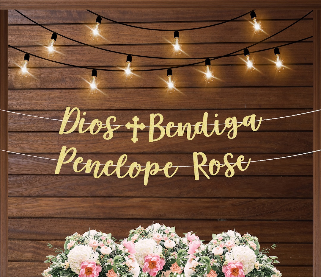 Dios Bendiga Banner God Bless Banner, Baptism Banner, Christening ...