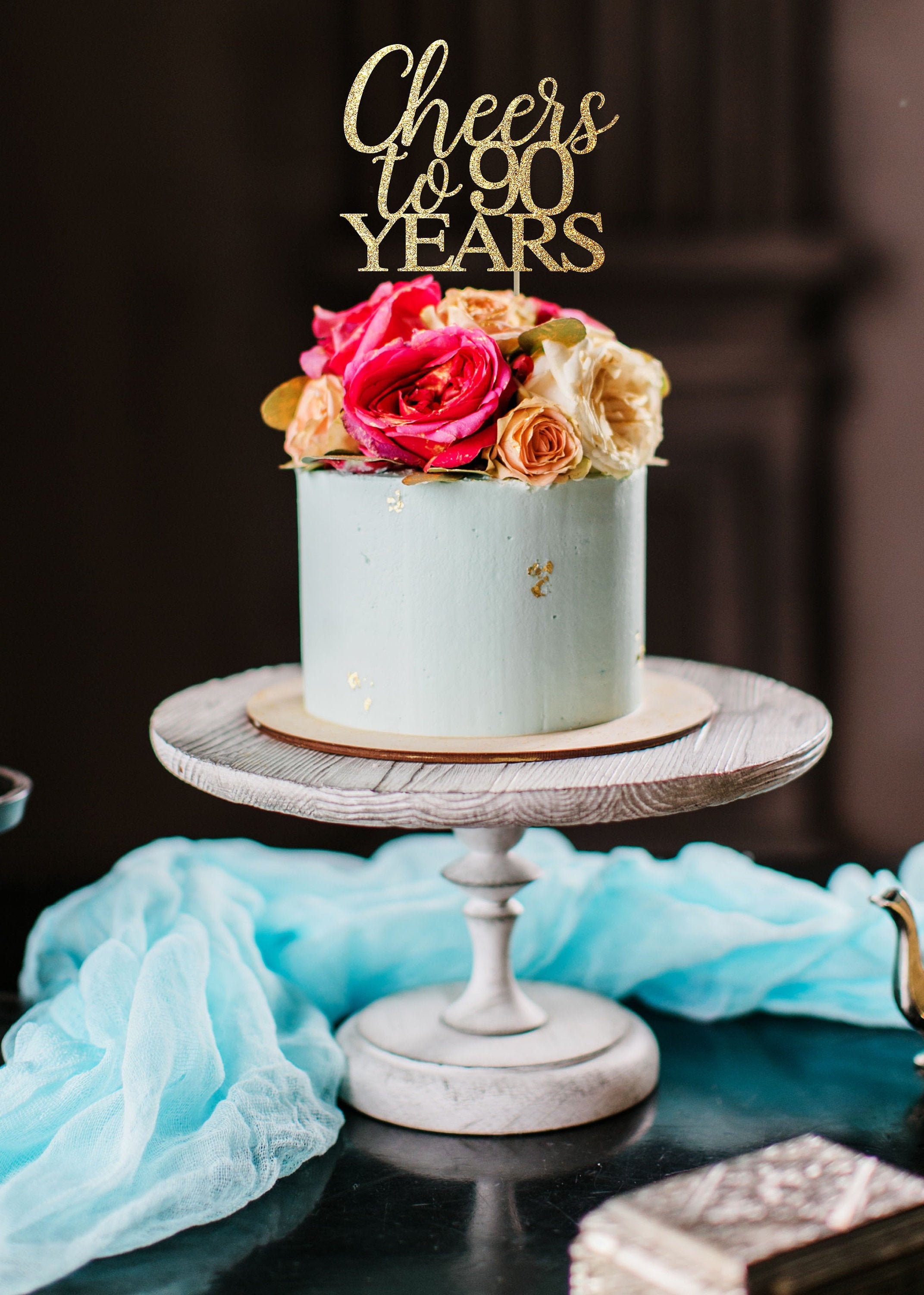 Cheers To 90 Years Cake Topper 90th Birthday Cake Topper 90 Etsy