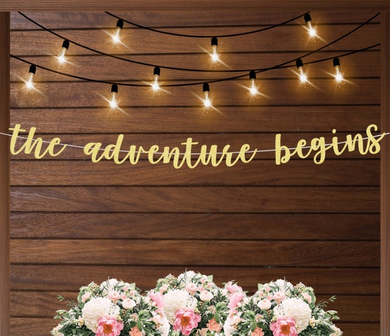 The adventure begins banner wedding photobooth banner | Etsy