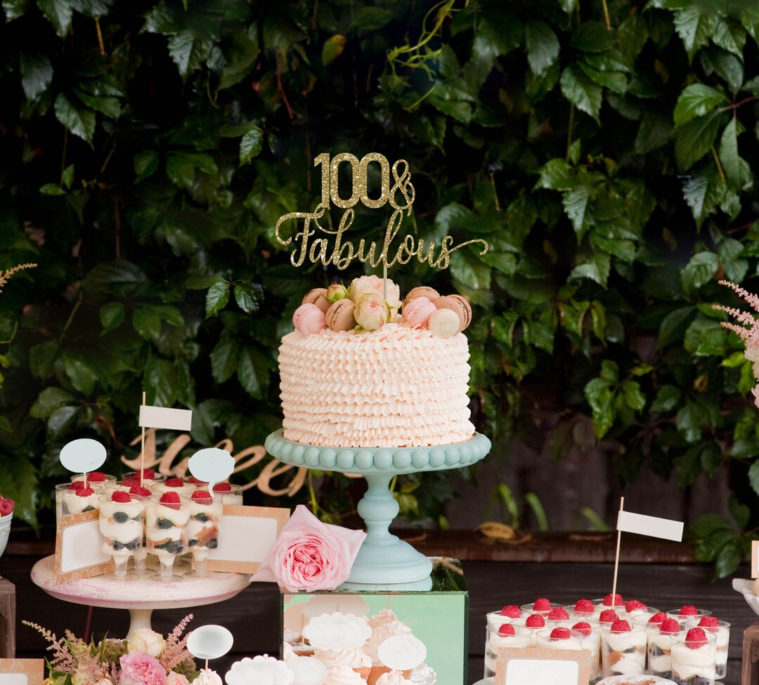 100 and Fabulous Cake Topper, 100 Birthday Decorations, 100 Birthday ...