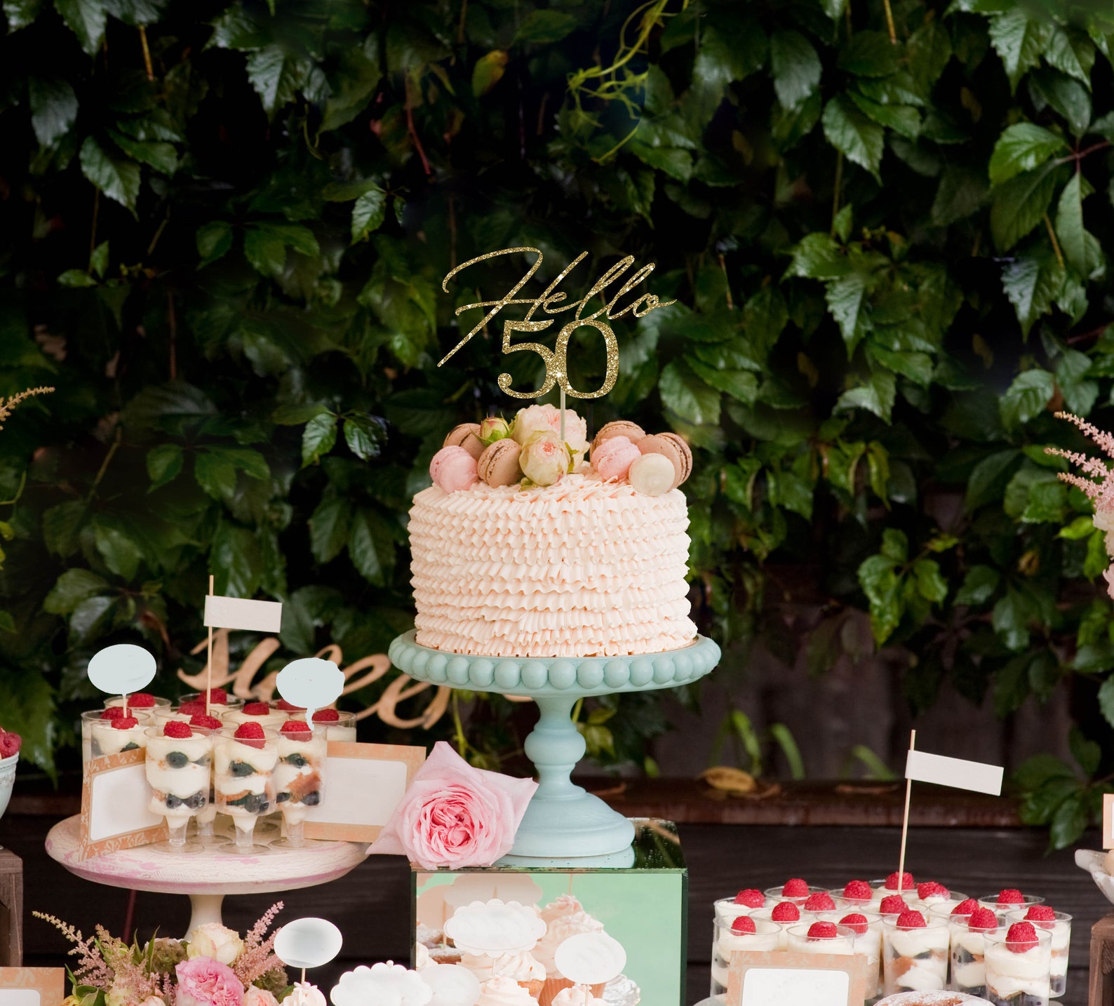 Hello 50 Cake Topper 50th Birthday Cake Topper for Her 50th - Etsy