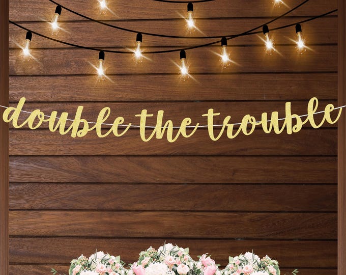 Double the Love Banner, Double the Love Sign, Twin Baby Shower Banner ...