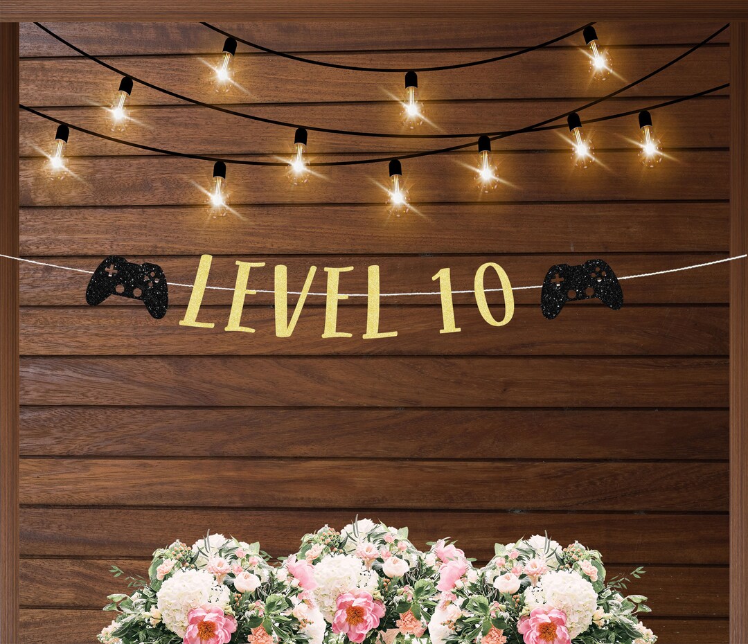 ANY AGE Level 10 Birthday Banner, Video Game Themed Birthday, Tenth ...