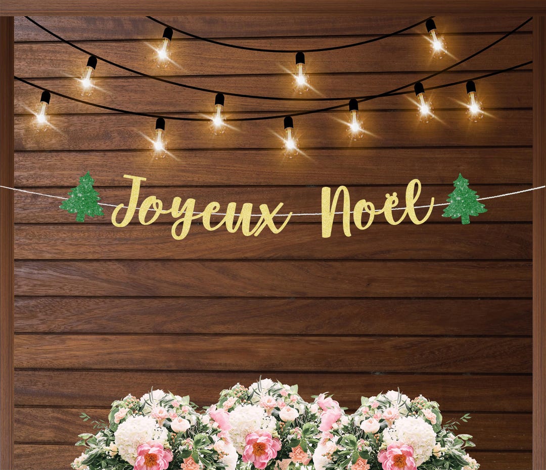 Christmas Banner, Joyeux Noel Banner, Gold Christmas Sign, Holiday ...