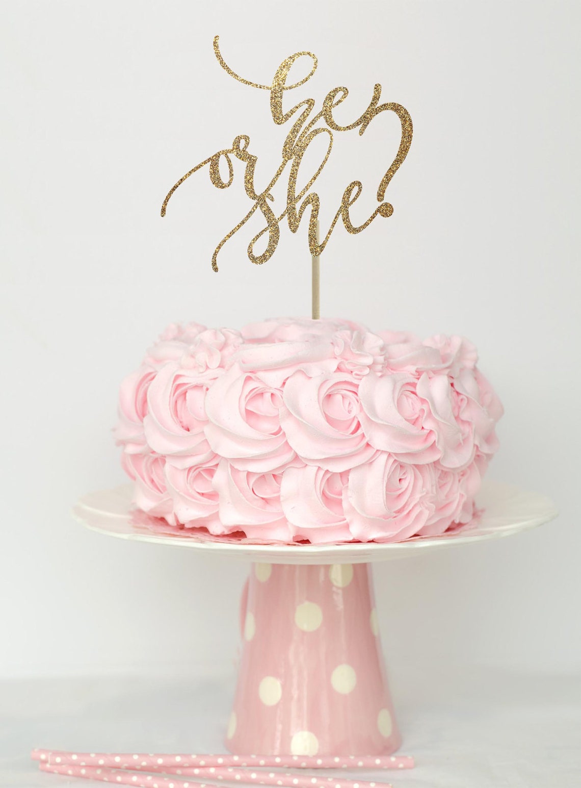 He or She Cake Topper Gender Reveal Decorations Gender - Etsy