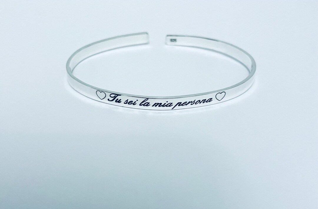 Rigid Band Bracelet in 925 Silver With Personalized Engraving - Etsy