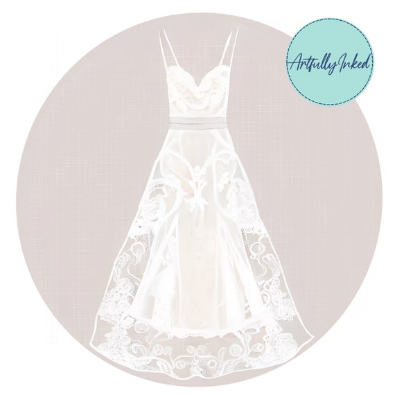 Vintage Wedding Dress Clip Art