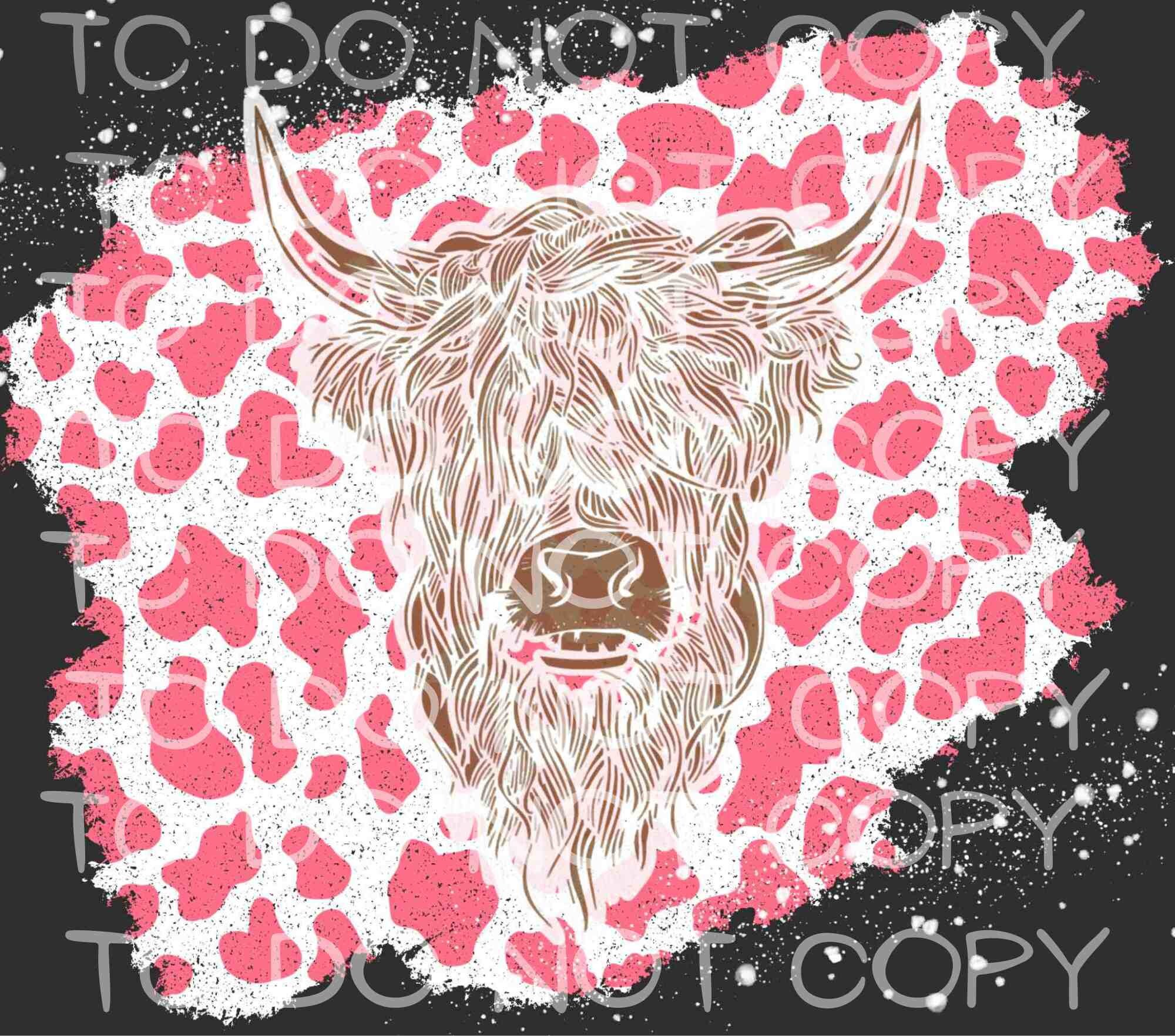 Highland Cow W/ Pink Cowprint 20oz Skinny Tumbler Template PNG ...