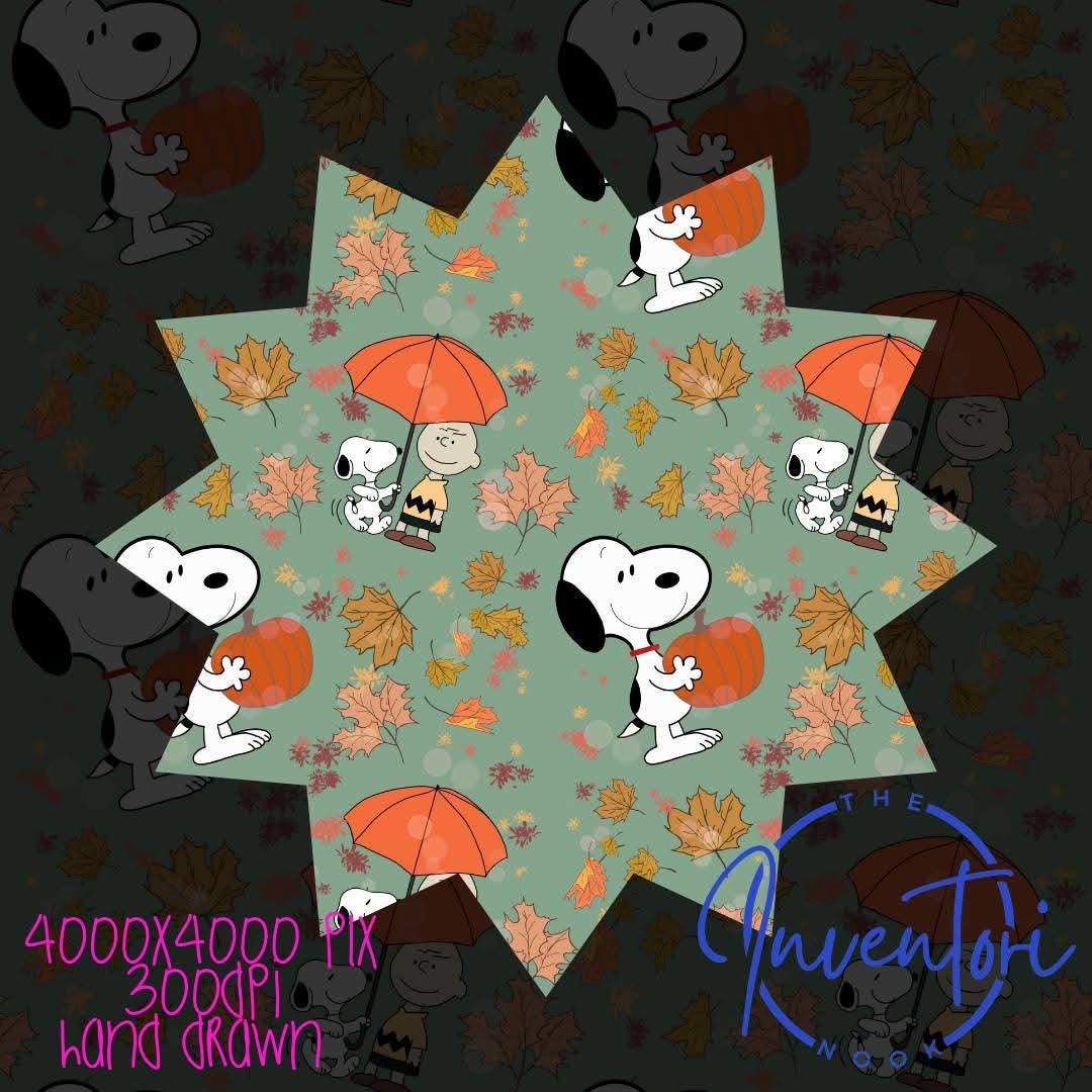 Fall Snoopy W/ Charlie Brown Seamless Pattern + PNG | Autumn Digital ...