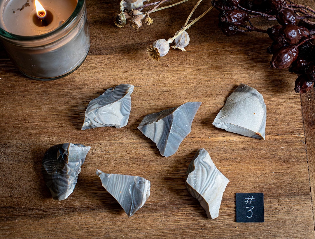 Set of Banded Flint Stones #3, 125g Striped Rough Stone Natural Flint ...