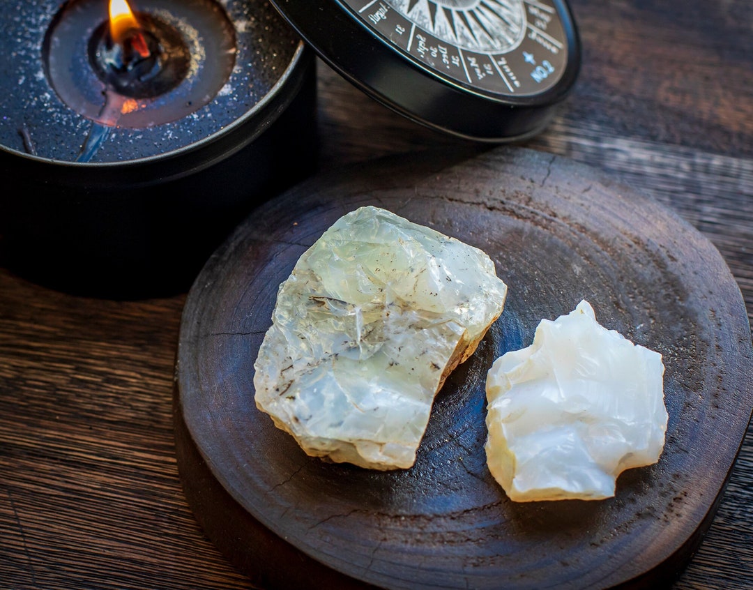 Set of Natural Milk Opals From the Old Collection, White Opal szklary ...