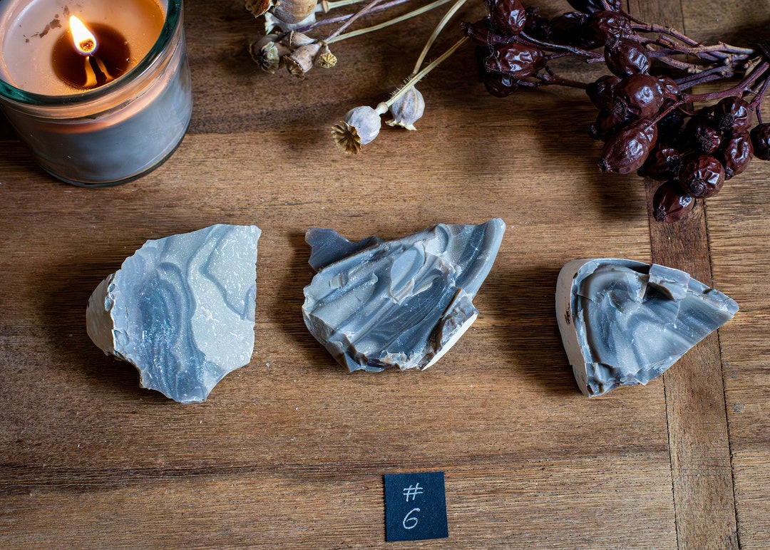 Set of Banded Flint Stones #6, 241g Striped Rough Stone Natural Flint ...