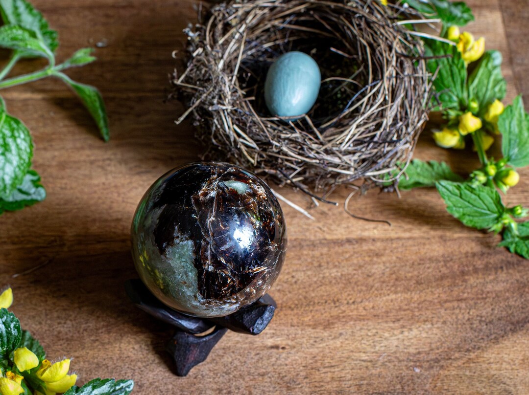 Rare Phlogopite Flash Sphere 52 Mm, Gray Brown Sparkling Mica Sphere ...