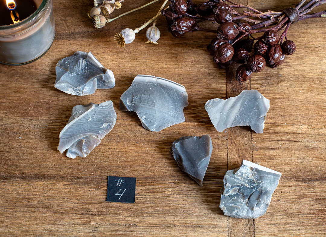 Set of Banded Flint Stones #4, 169g Striped Rough Stone Natural Flint ...