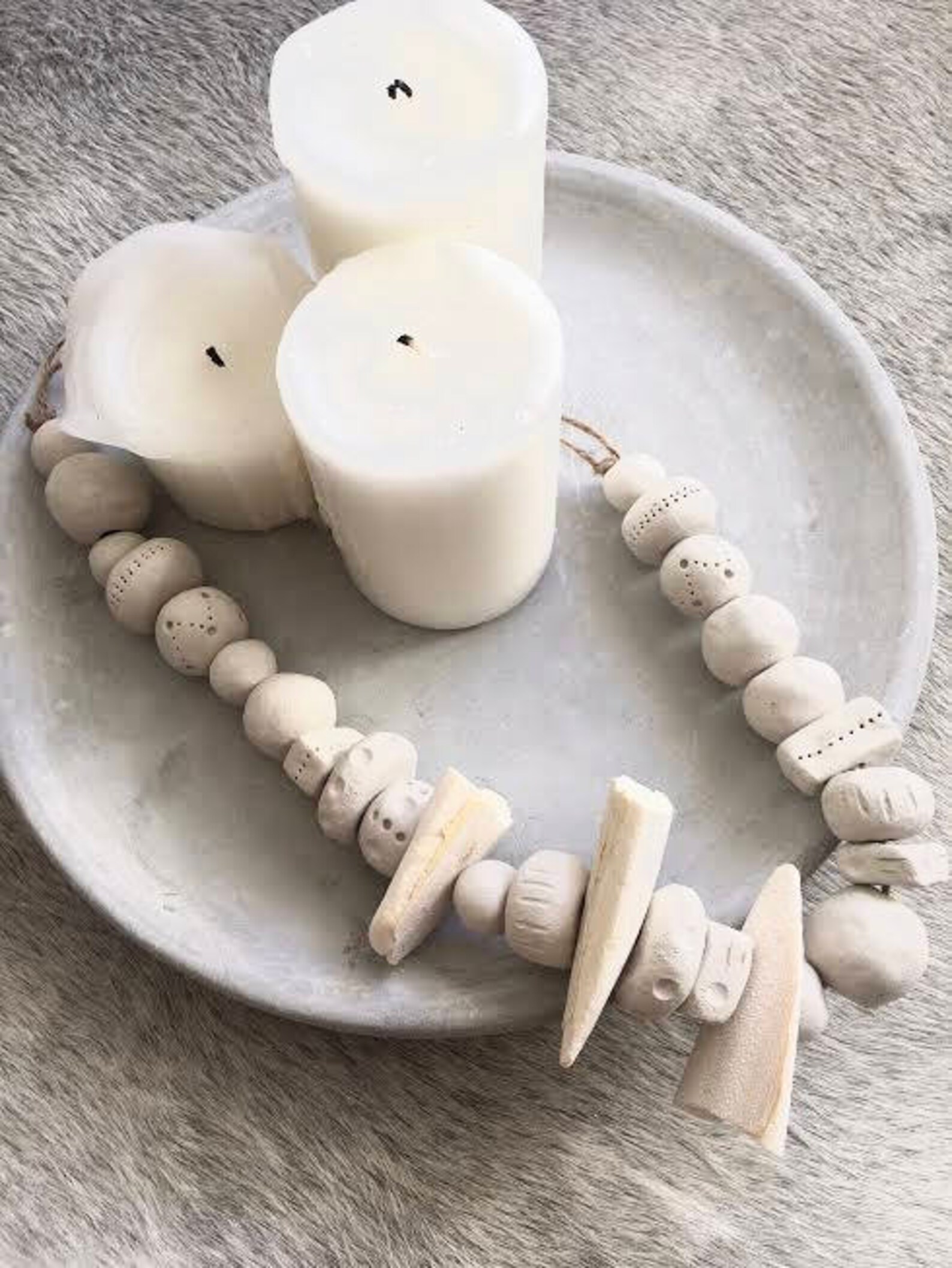 Handmade Clay Bead Cuttlefish Bone Wall Hanging Decor Necklace - Etsy