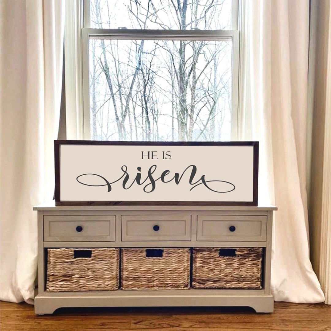 He is Risen Sign, Easter Home Decor, Easter Wall Decor, Farmhouse Style ...