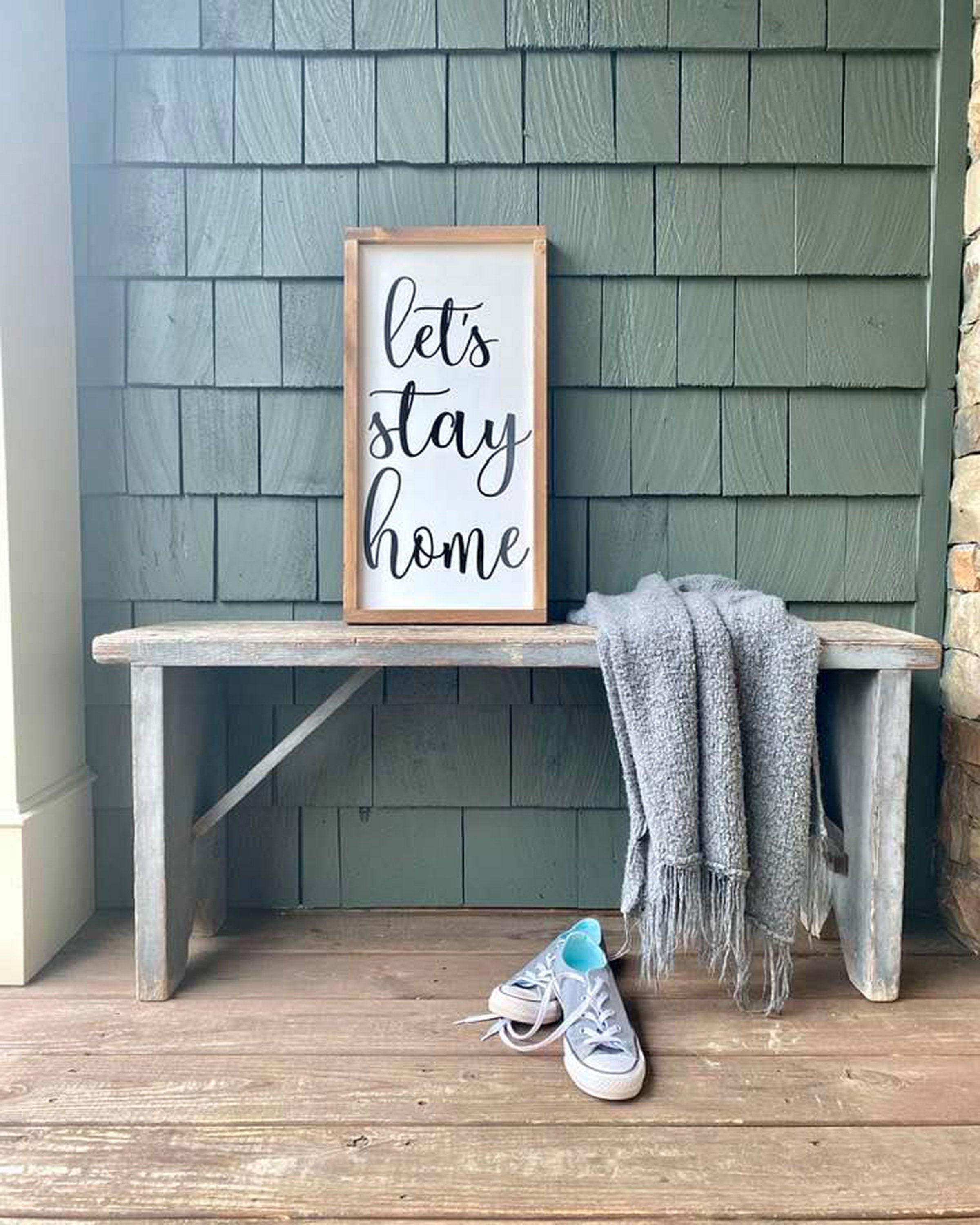 Let's Stay Home Sign Framed Wall Art Ideal for Living - Etsy