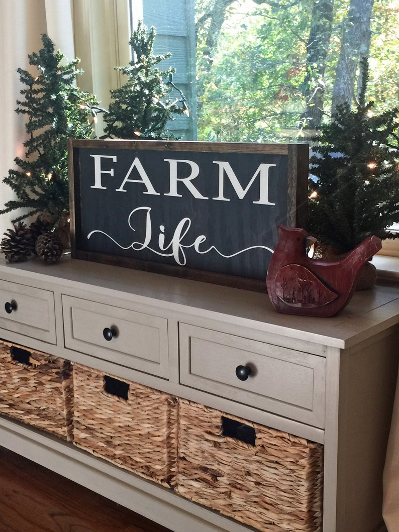 Farm Life sign farmhouse sign for kitchen Rustic decorations | Etsy