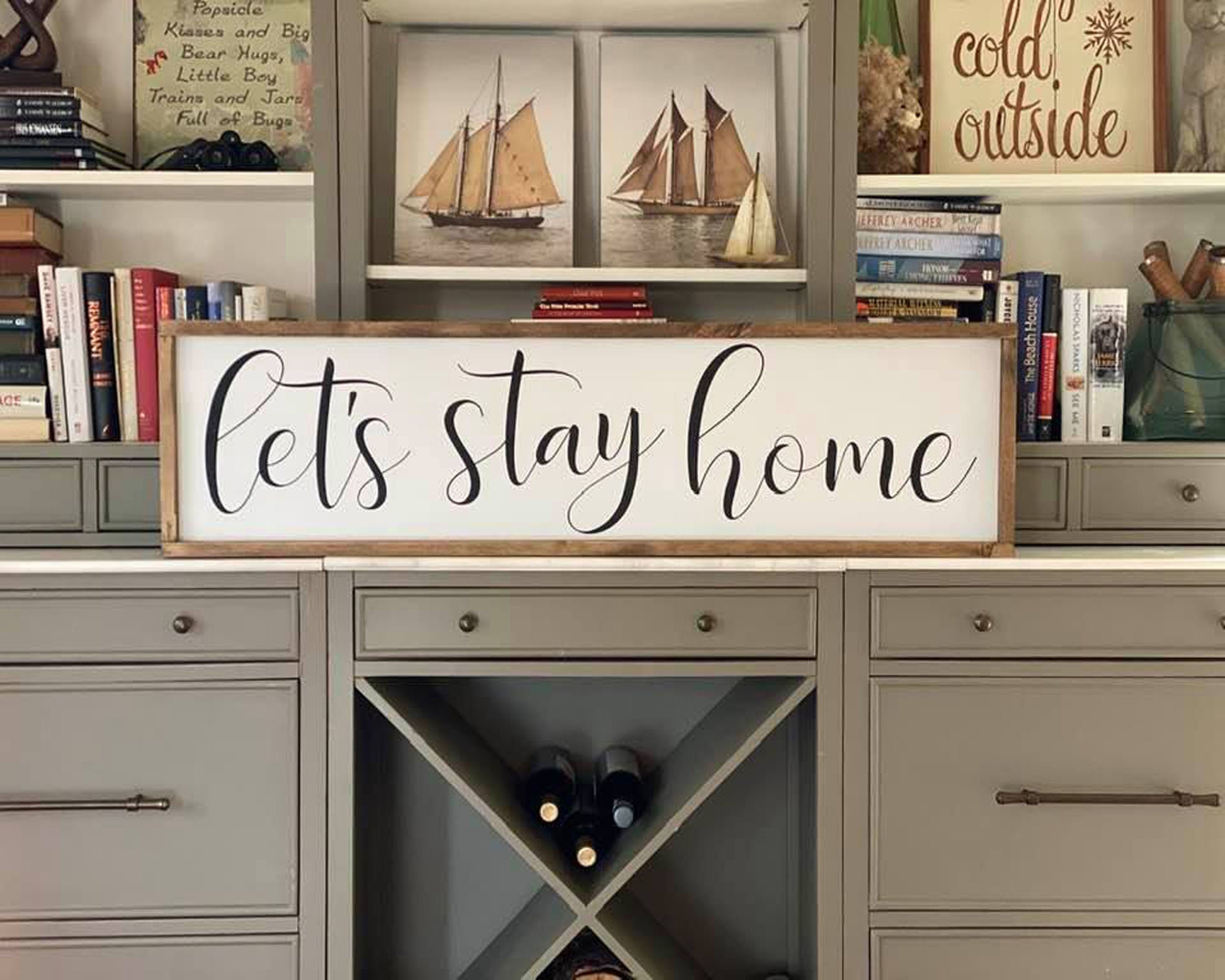Let's Stay Home Framed Sign Ideal for Over the Bed - Etsy