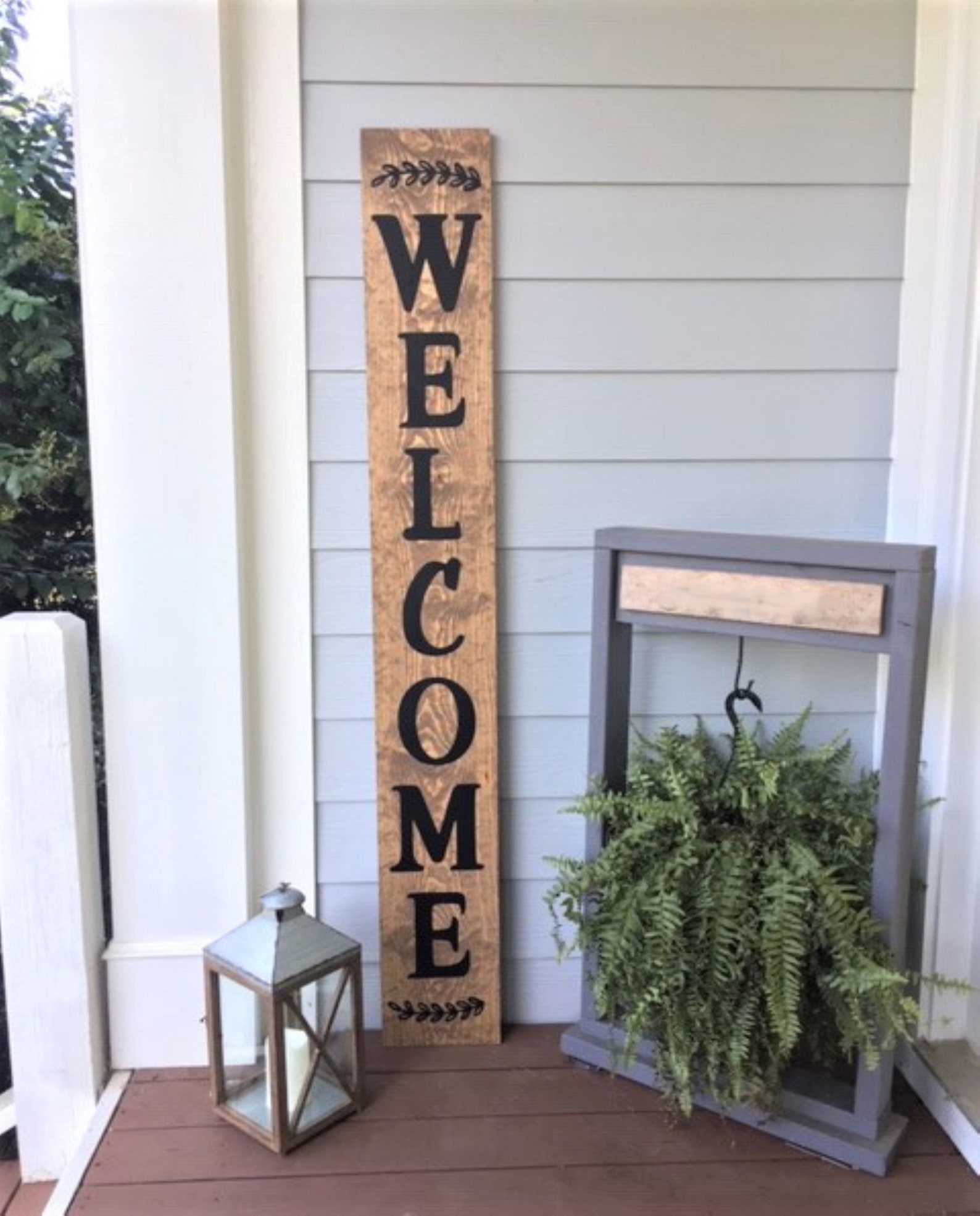 Welcome Sign, LARGE 5ft Tall, Wood Porch Sign, Custom Vertical Wood ...