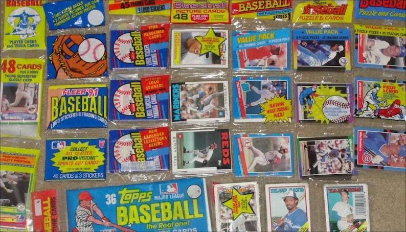 100 +vintage MLB Unopened Baseball Cards in Packs 55+ Cards in Packs ...