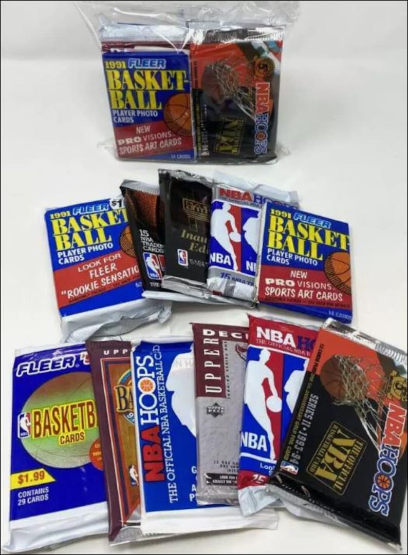 55+ Vintage NBA Unopened Basketball Cards in Packs 55+ Cards in Packs ...