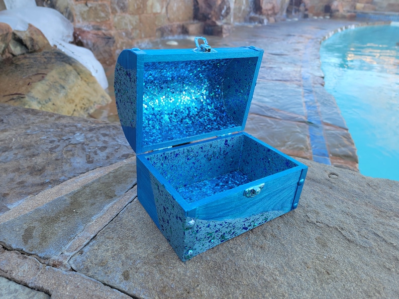 Mermaid Blue Treasure Chest: Handcrafted Wooden Keepsake Box - Etsy