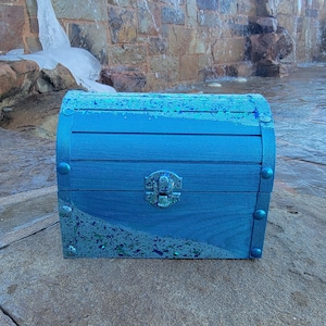 Mermaid Blue Treasure Chest: Handcrafted Wooden Keepsake Box - Etsy