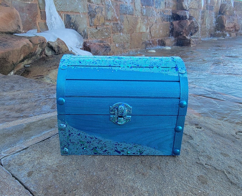 Mermaid Blue Treasure Chest: Handcrafted Wooden Keepsake Box - Etsy
