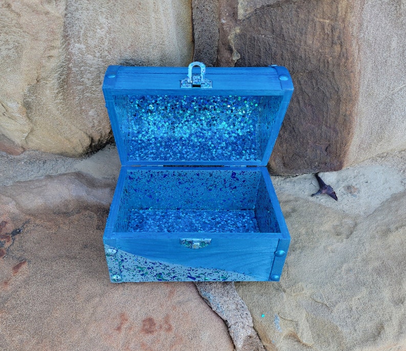 Mermaid Blue Treasure Chest: Handcrafted Wooden Keepsake Box - Etsy