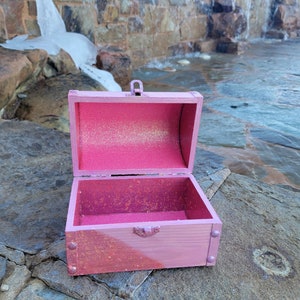 Pink Themed, Wood Treasure Chest, Birthday Gift, Keepsake Box, Jewelry ...