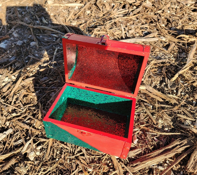 Red and Green Wood Treasure Chest Perfect Birthday Gift and Keepsake ...