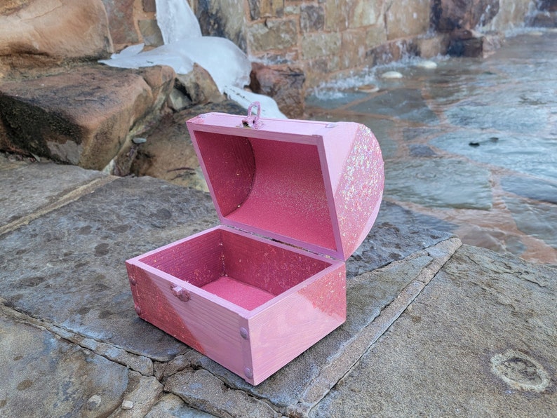 Pink Themed, Wood Treasure Chest, Birthday Gift, Keepsake Box, Jewelry ...